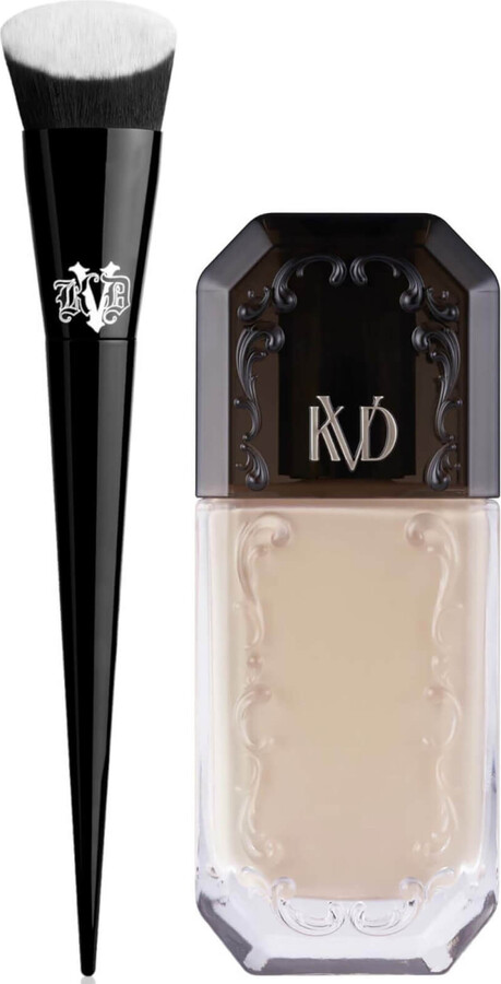 KVD Beauty Lock it Edge Foundation Brush and Beauty Good Apple Full-Coverage Serum Foundation ...