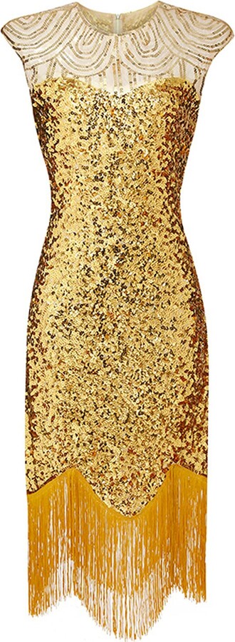 Generic 1920s Flapper Dress for Women UK Vintage Sequin Fringe Beaded ...