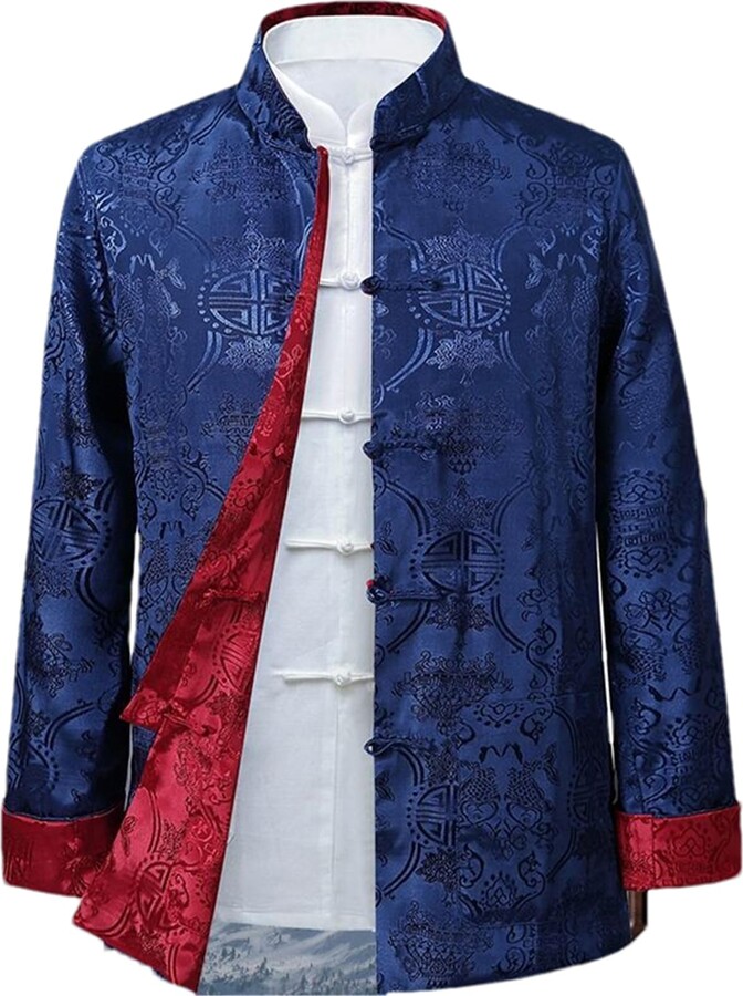 BoShiNuo Traditional Chinese Men's Double-Faced Jacket Tang Suit Hanfu ...
