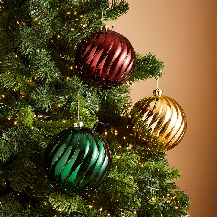 Dunelm Set of 3 Extra Large Classic Christmas Baubles MultiColoured ...