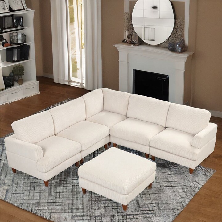 DEVERA Modular L Shaped Sectional Sofa with Ottoman for Living Room ...