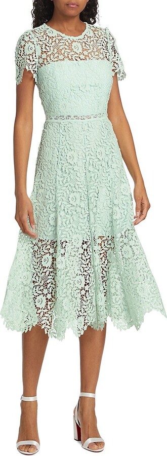 Self-Portrait Rose Lace Short-Sleeve Midi-Dress - ShopStyle