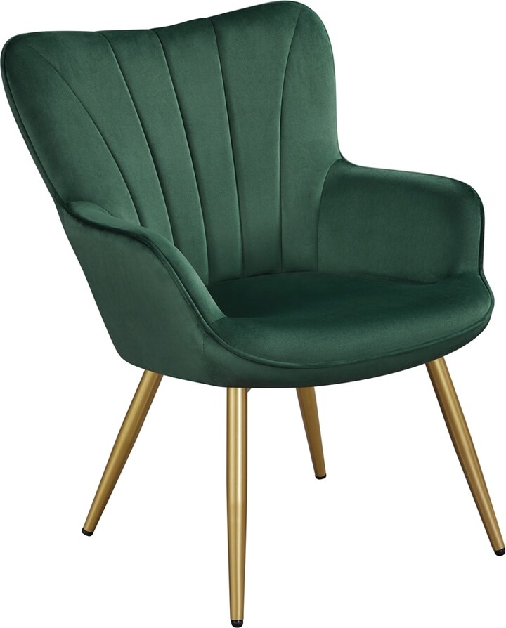 Yaheetech Modern Pleated Curved Back Velvet Accent Chair Modern ...