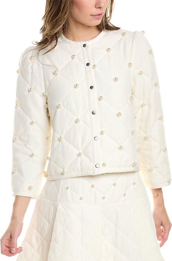 Stellah Pearl Embellished Quilted Jacket - ShopStyle