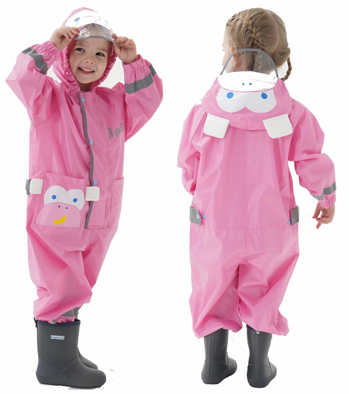 JinBei Girls Puddle Suit for Kids Waterproof Suit All in One Raincoat Lightweight Hooded ...