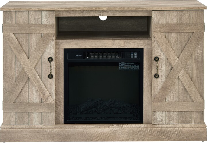 CTEX TV Stand Antique Entertainment Console with 18" Fireplace Insert ...