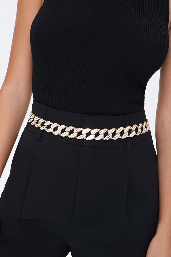 Forever 21 Rhinestone Curb Chain Belt - ShopStyle