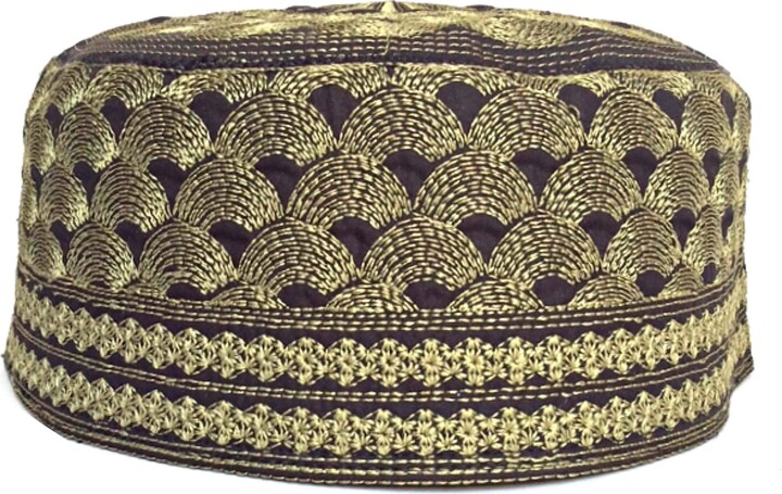 K_Caps Gift Hand Embroidered Kufi Cap for Men Koofi Prayer Topi (Black ...