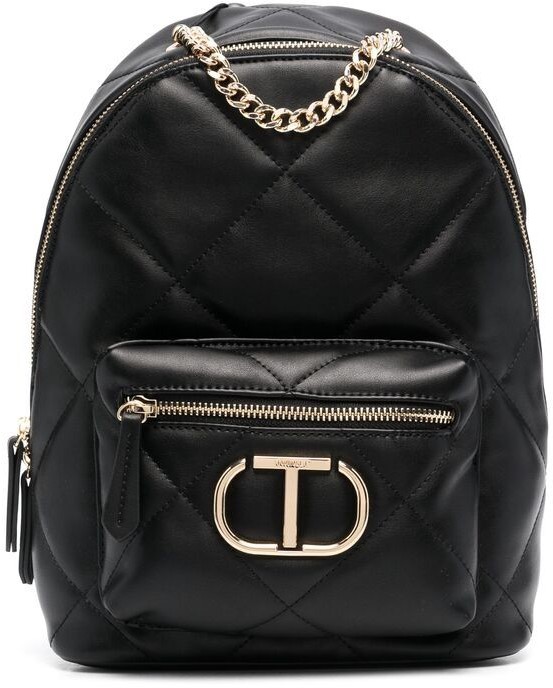 Twin-Set Quilted Logo Plaque Backpack - ShopStyle