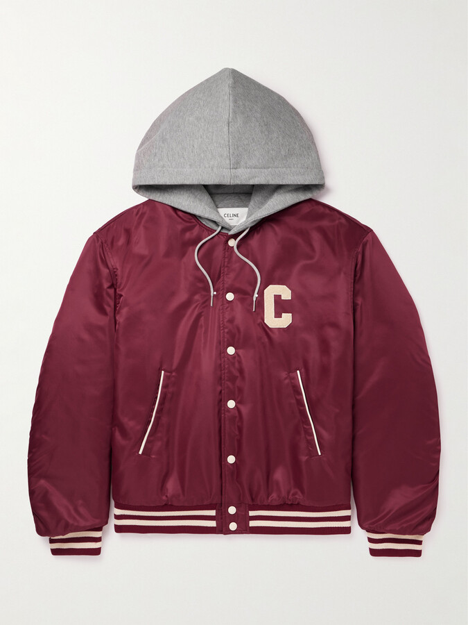 Celine Homme Logo-Appliquéd Padded Shell Hooded Varsity Jacket - ShopStyle