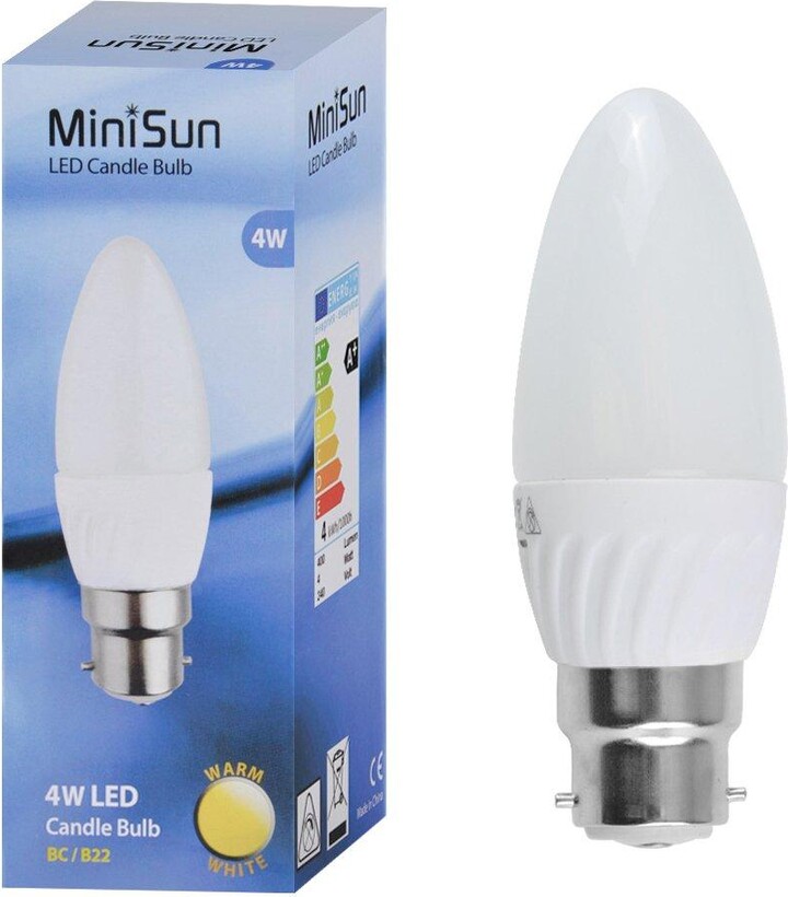 ValueLights 6 Pack B22 White Thermal Plastic Candle LED 4W Warm White ...