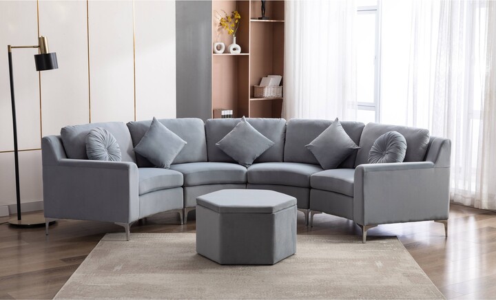 Legend Vansen 136'' Velvet sofa Sectional U Shaped 4 Seater Symmetrical Modular Curve Sofas ...