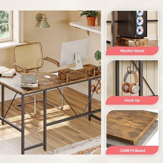 Bestier L Shaped Reversible Computer Desk with Matching Monitor Stand ...