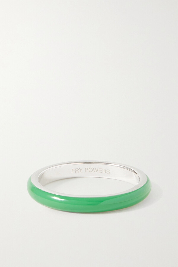 Fry Powers Unicorn Rainbow Sterling Silver And Enamel Ring - Green ...