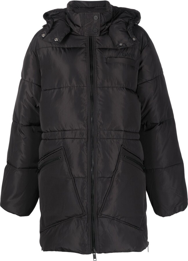 Ganni Oversized Tech puffer midi jacket - ShopStyle