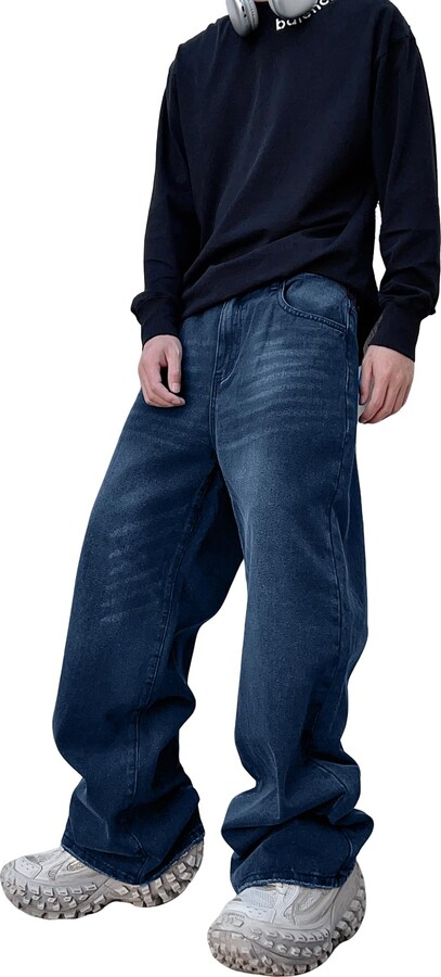 Baggy Cargo Jeans HZCX Men's - Wide Leg Y2K Streetwear Denim Pants With ...