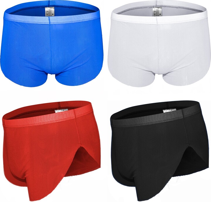 sandbank Men's 4 Pack Briefs Ice Silk Transparent Mesh Underwear Sheer ...