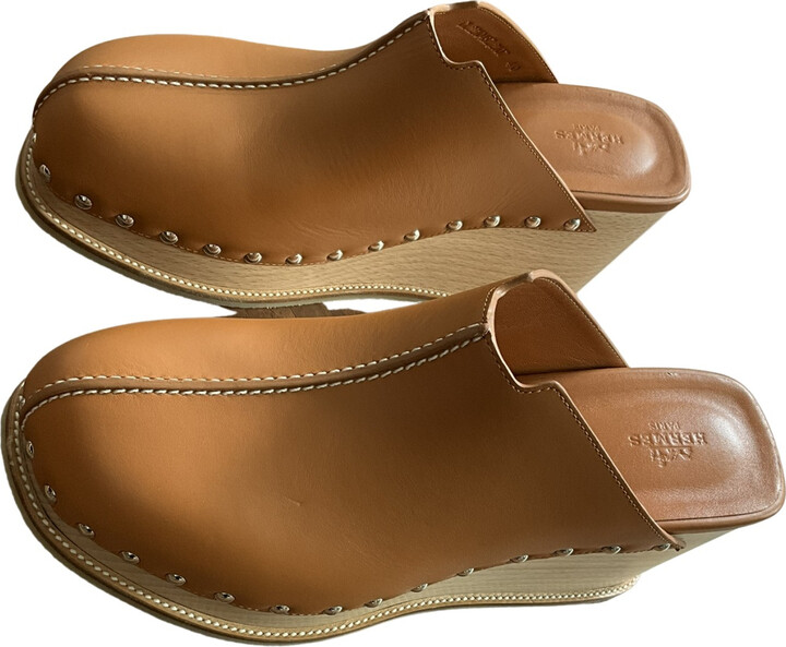 Hermes Leather mules & clogs - ShopStyle
