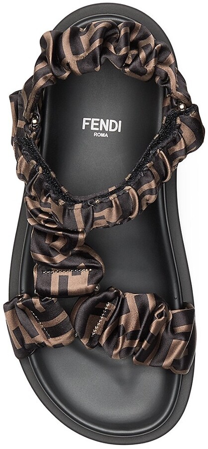 Fendi FF Monogram Satin Ruched Sandals - ShopStyle
