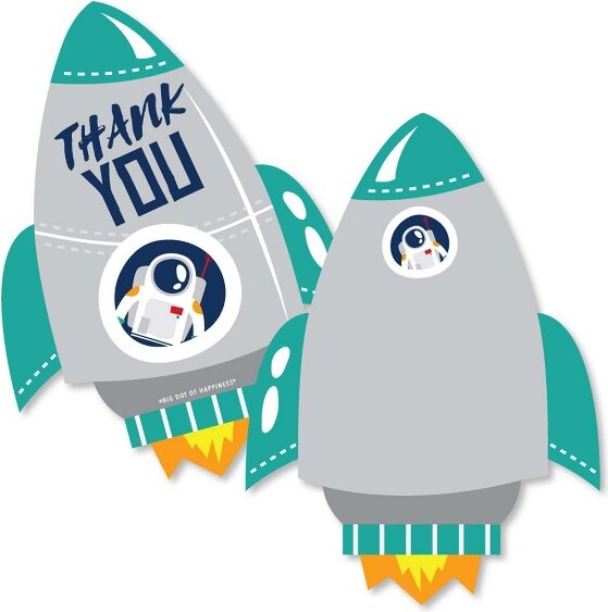 Big Dot of Happiness Blast Off to Outer Space - Shaped Thank You Cards ...