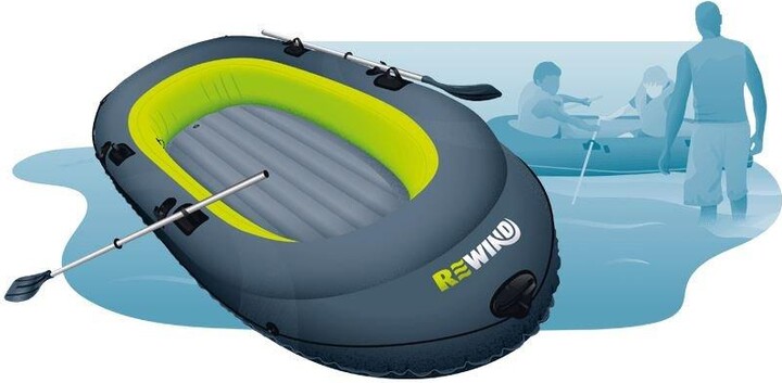 REWIND Explore Boat Inflatable Boat 3 Person Family Boat with Paddles ...