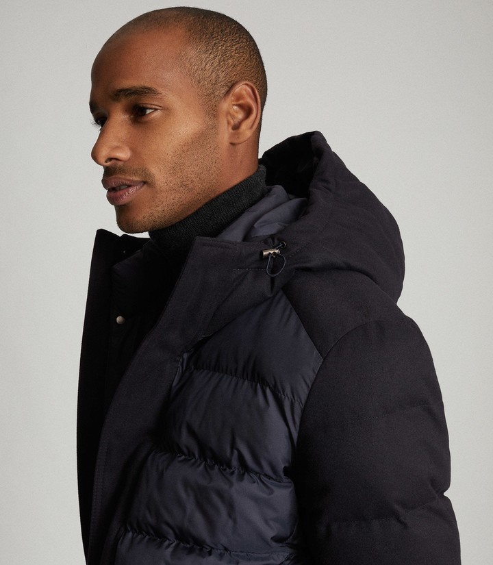Reiss GRAYDON HOODED QUILTED JACKET Navy - ShopStyle