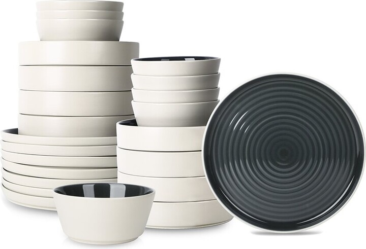 Stone Lain Elica 24Pc Black/Beige Stoneware Dinnerware Set - ShopStyle