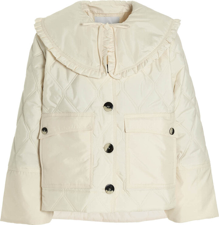 Ganni Quilted Jacket With A Wide Collar - ShopStyle
