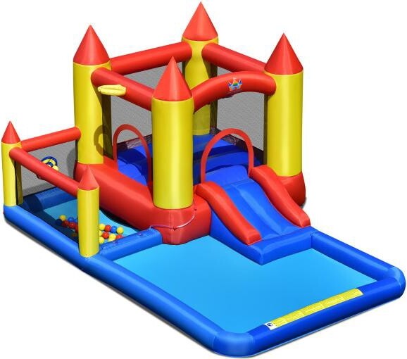 Slickblue Inflatable Water Slide with Slide and Jumping Area ...