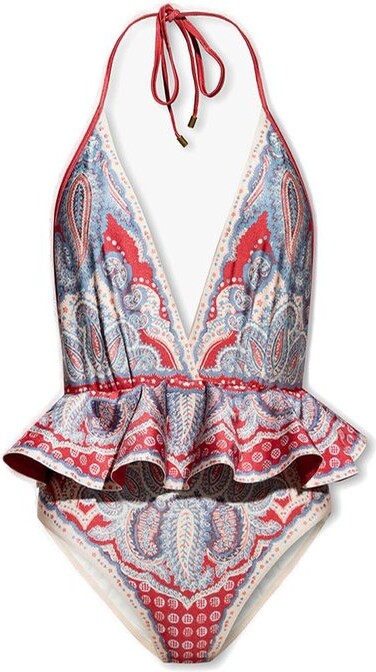 Zimmermann Vitali Ruffle Halter One-Piece Swimsuit - ShopStyle