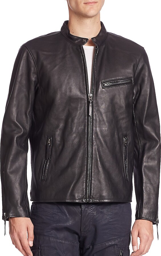 Polo Ralph Lauren Lambskin Leather Café Racer Jacket - ShopStyle