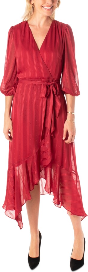 Maison Tara Women's Striped Clip-Dot Midi Dress - ShopStyle