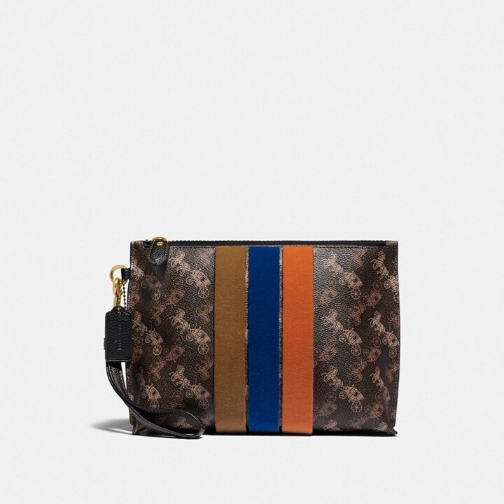 Coach Charlie Pouch With Horse And Carriage Print And Varsity Stripe ...