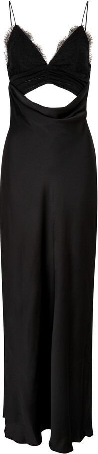 Misha Collection Maxxy Cut-out Satin Maxi Slip Dress - ShopStyle