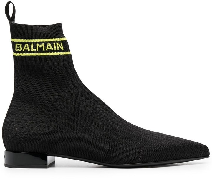 Balmain Sacha intarsia-logo ankle boots - ShopStyle