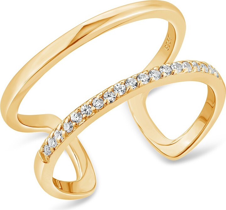 SALLY SKOUFIS - Rythm Ring With Man Made White Diamonds In Gold - ShopStyle