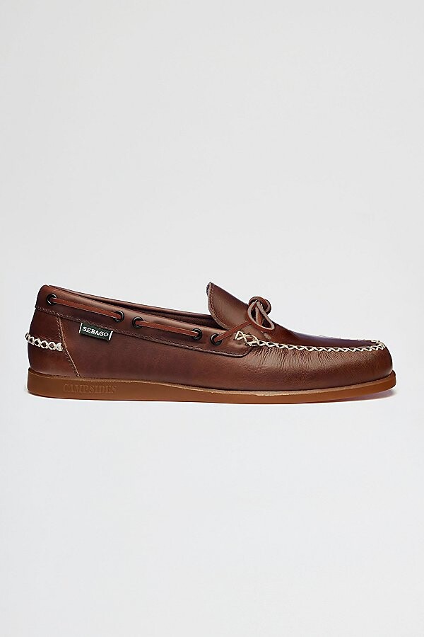 Sebago Scout Waxed Leather Moc Boat Shoe in Brown Gum - ShopStyle Slip ...