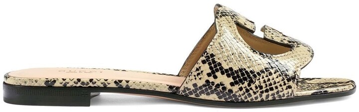 Gucci Logo-Cut Out Leather Sandals - ShopStyle