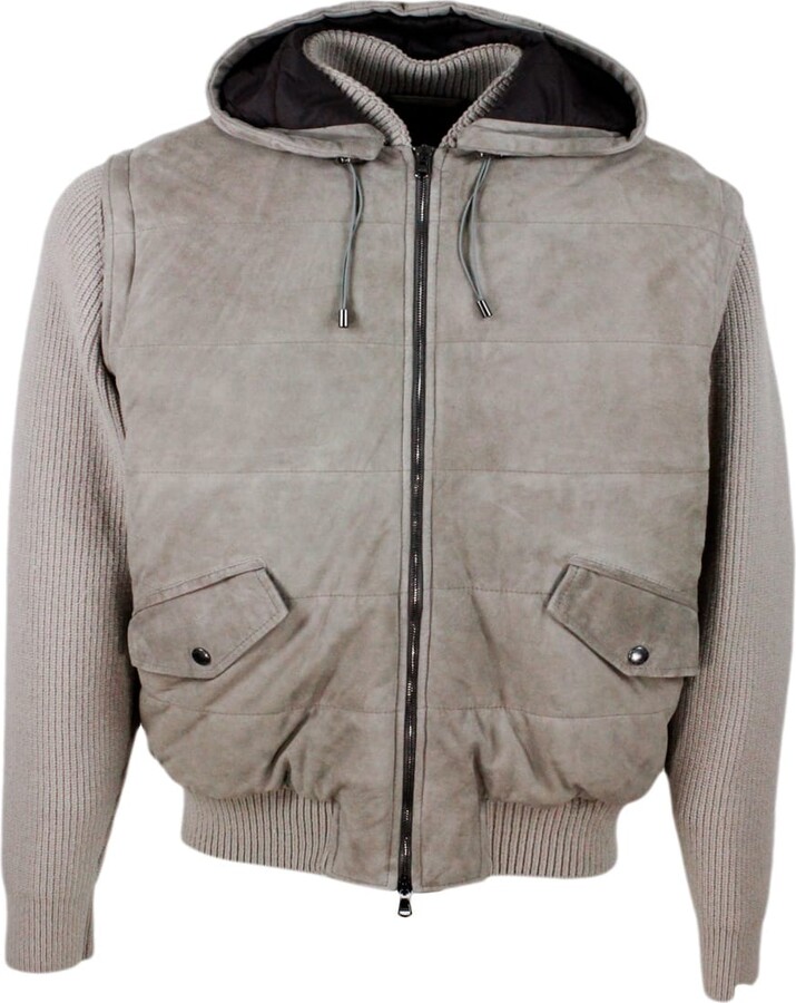 Barba Napoli Bomber-style Jacket In Fine And Soft Suede With Detachable ...