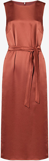 Weekend Max Mara Womens Rust Baiardo Self-tie Satin Midi Dress - ShopStyle