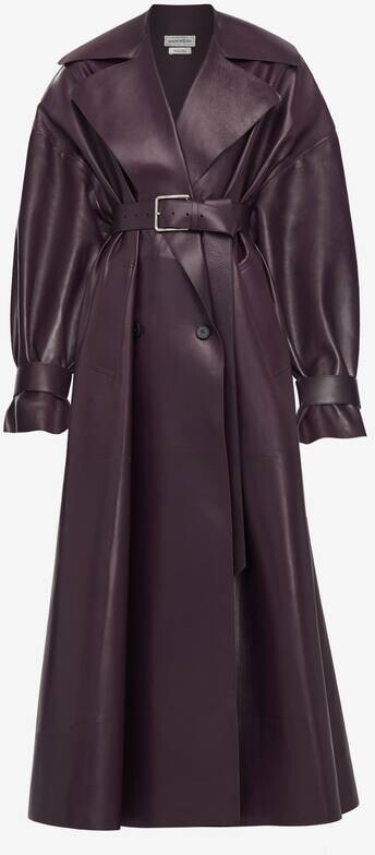 Alexander McQueen Women's Cocoon Sleeve Leather Trench Coat In Night ...
