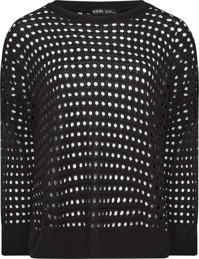 Yours Curve Side Split Crochet Jumper - Women's - Plus Size Curve Black ...
