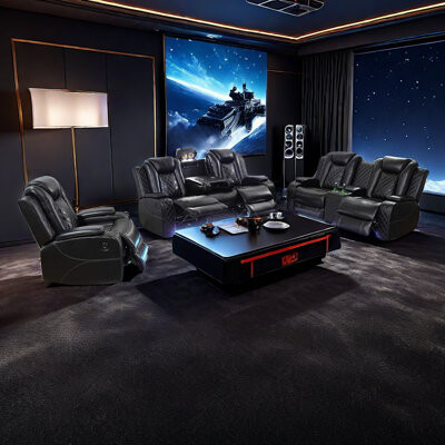 Hokku Designs Selyan 3 - Piece Vegan Leather Movie Theater Power ...