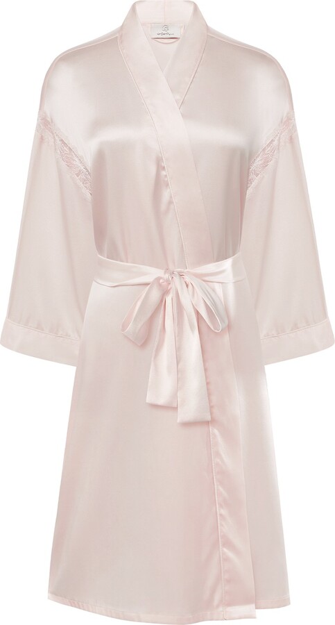 NOT JUST PAJAMA - Poppy Flowers Lace Trimmed Robe - Rose Pink - ShopStyle