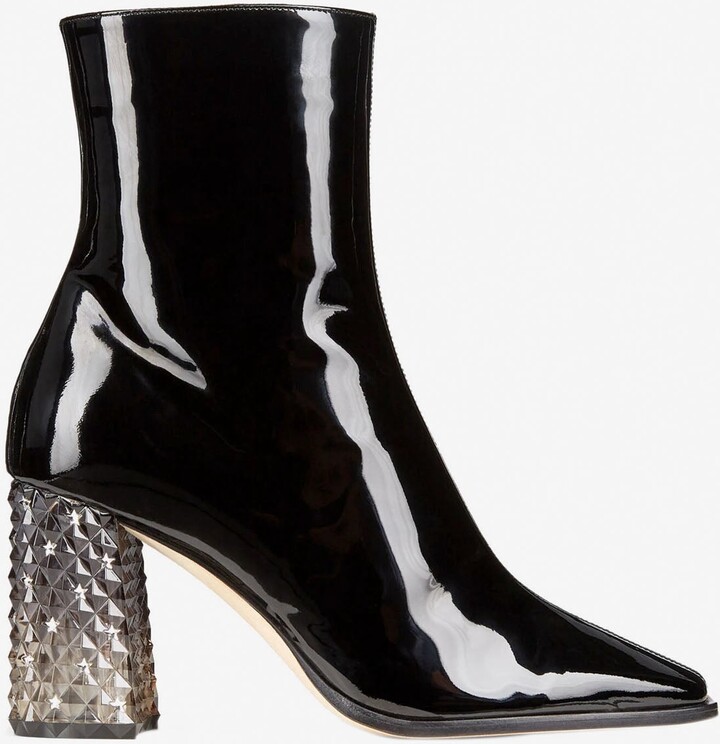 Jimmy Choo Bryelle 85 Plexi Heel Ankle Boots in Patent Leather - ShopStyle