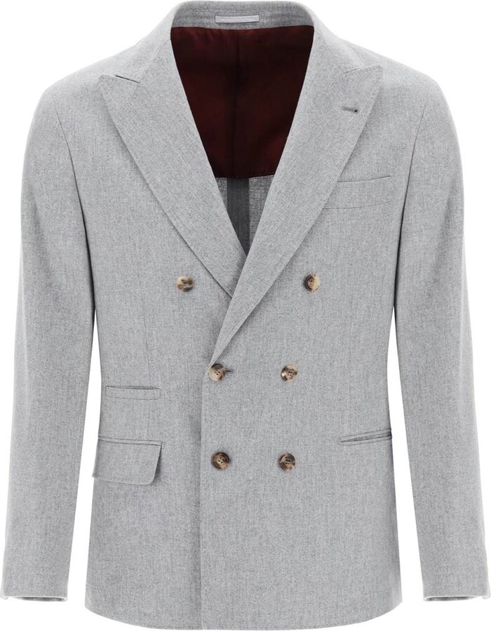 Brunello Cucinelli herringbone wool and cashmere blazer - ShopStyle