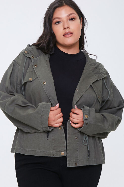 Forever 21 Plus Size Hooded Utility Jacket - ShopStyle