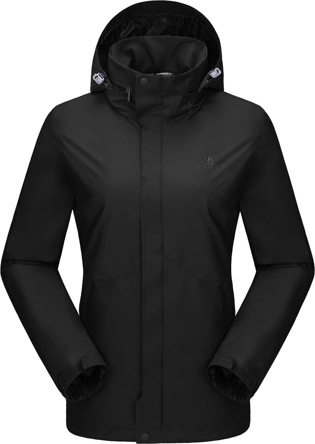 CAMEL CROWN Womens Rain Jacket Waterproof Coat with Hideaway Hood ...