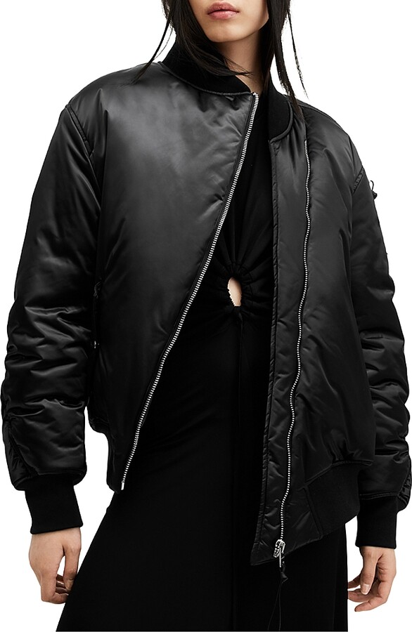 AllSaints Roomer Asymmetrical Zip Bomber Jacket - ShopStyle