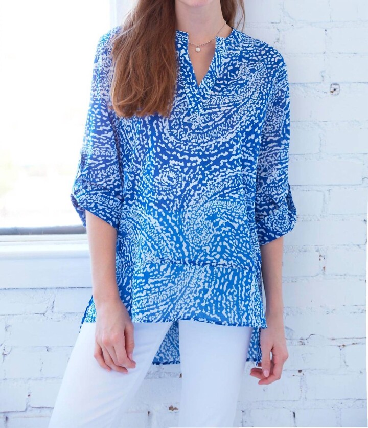 Finley Carly Tunic Sketchbook Paisley in Blue/White - ShopStyle Tops